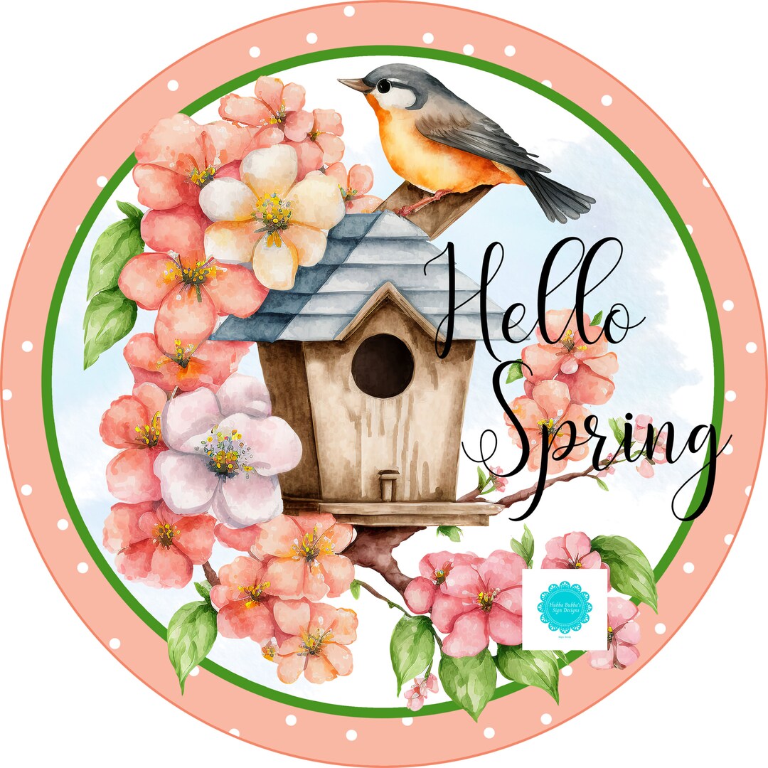 Hello Spring Sign, Dogwood Florals Sign, Spring/summer Wreath Sign ...