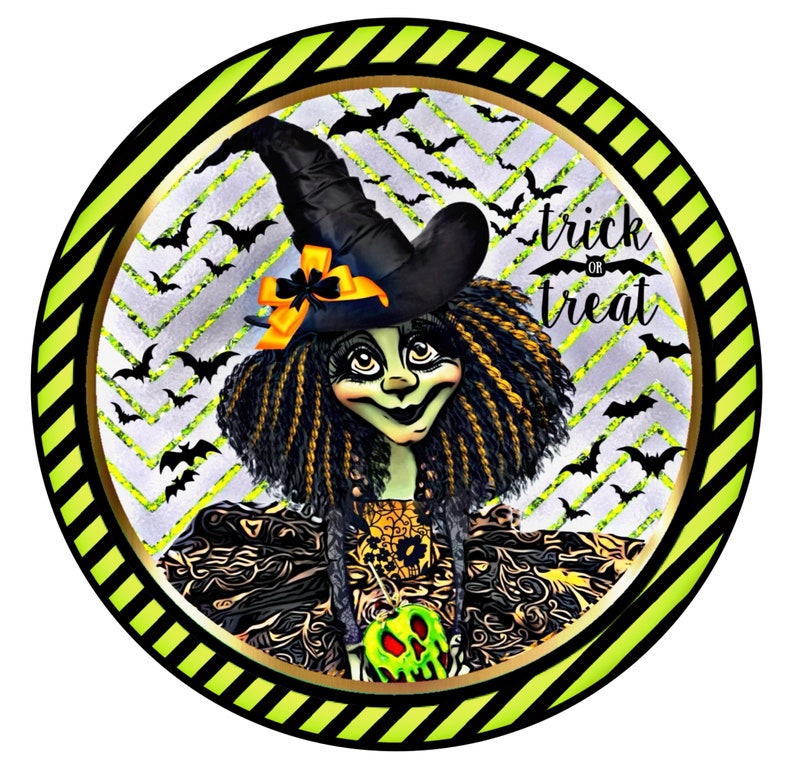 Green Witch Sign Halloween Witch Sign Trick or Treat Sign - Etsy