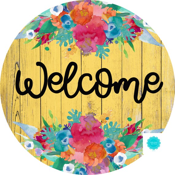 Welcome Sign Floral Sign Wheat Sign Everyday Sign Round - Etsy
