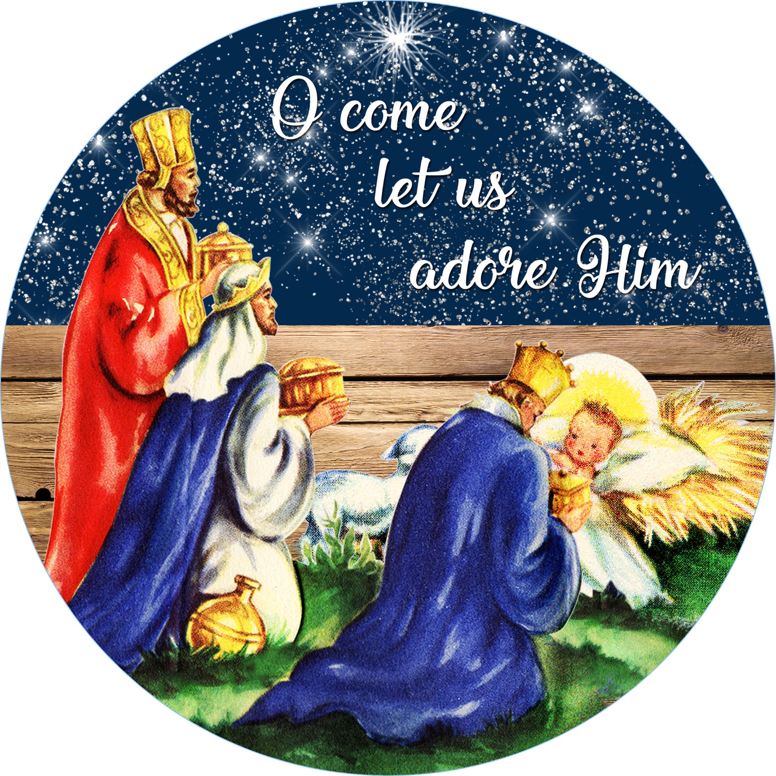 O Come Let Us Adore Him Sign Nativity Scene Sign Holiday - Etsy