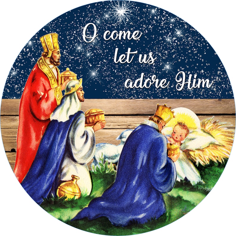 O Come Let Us Adore Him Sign Nativity Scene Sign Holiday - Etsy