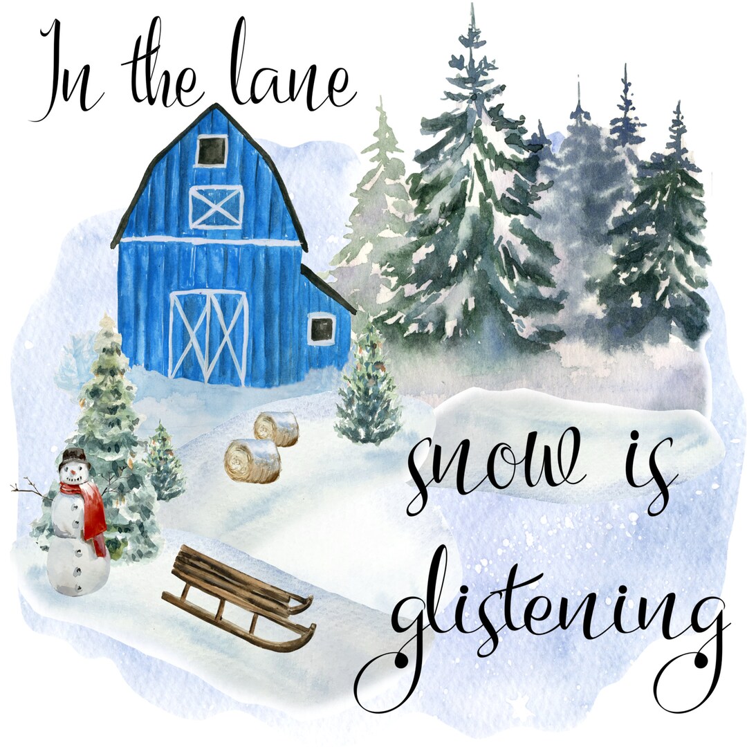 In the Lane Snow is Glistening Sign, Winter Sign, Snowman Sign, Wreath ...