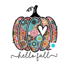 Hello Fall Sign, Boho Pumpkin Fall Sign, Pumpkin and Heart Sign ...
