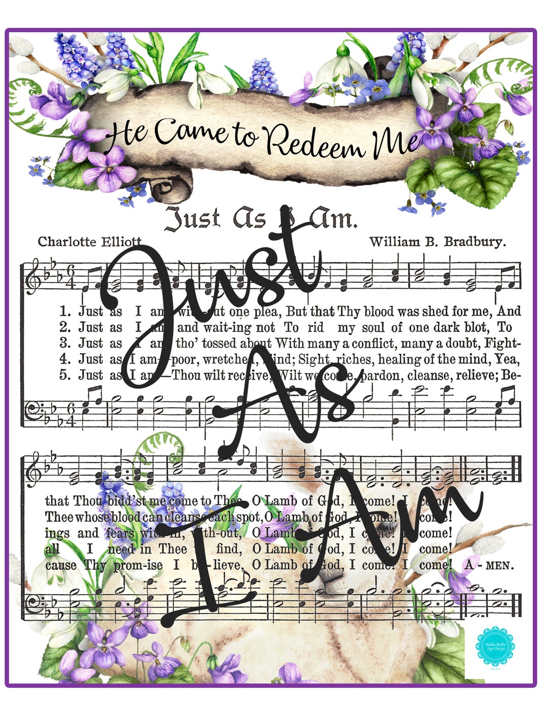Just as I Am Sign, Church Sign, Music Sign, Religous Sign, Square ...