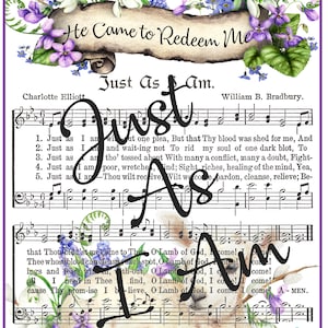 Just as I Am Sign, Church Sign, Music Sign, Religous Sign, Square ...