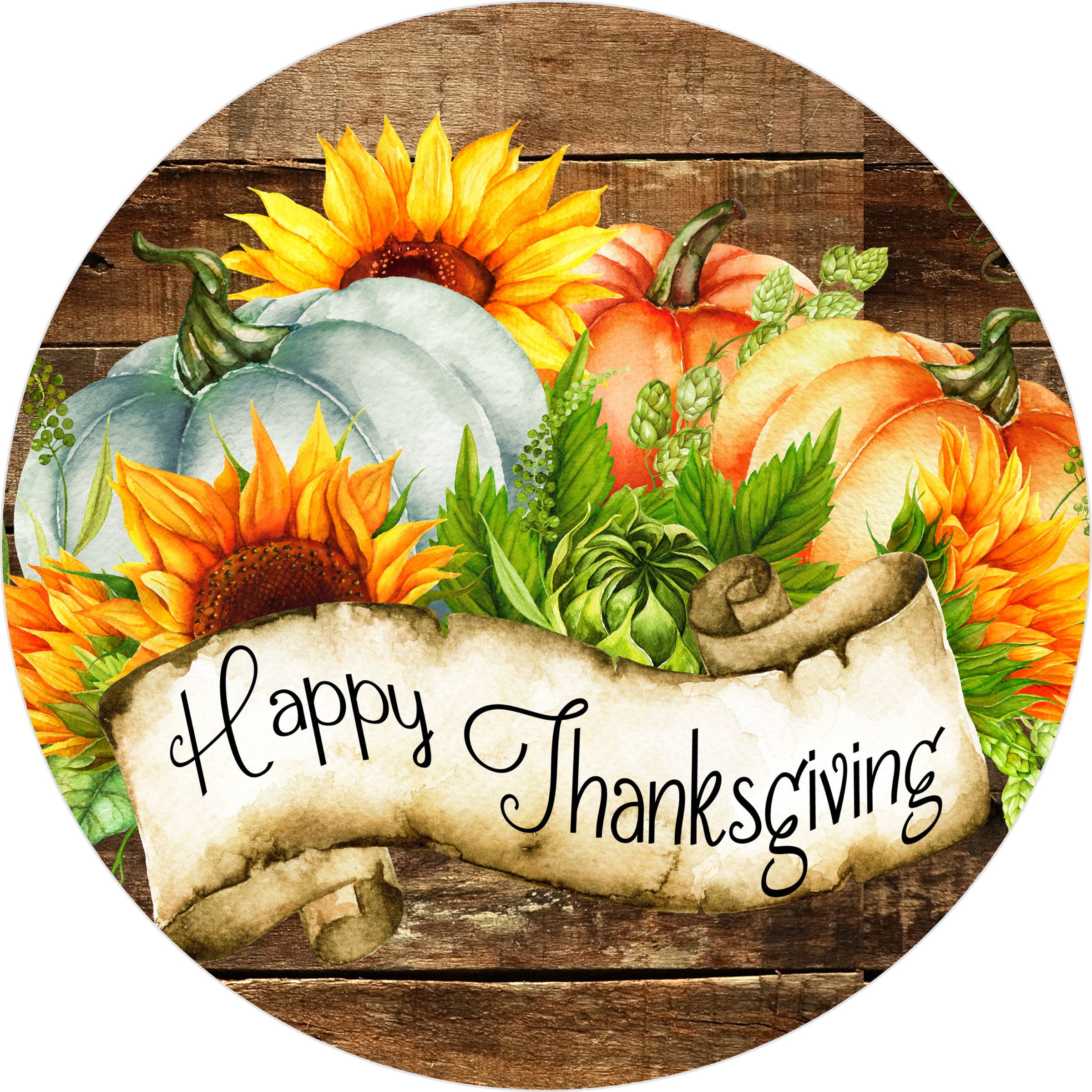 Happy Thanksgiving Sign Fall Pumpkin and Sunflower Sign Fall - Etsy