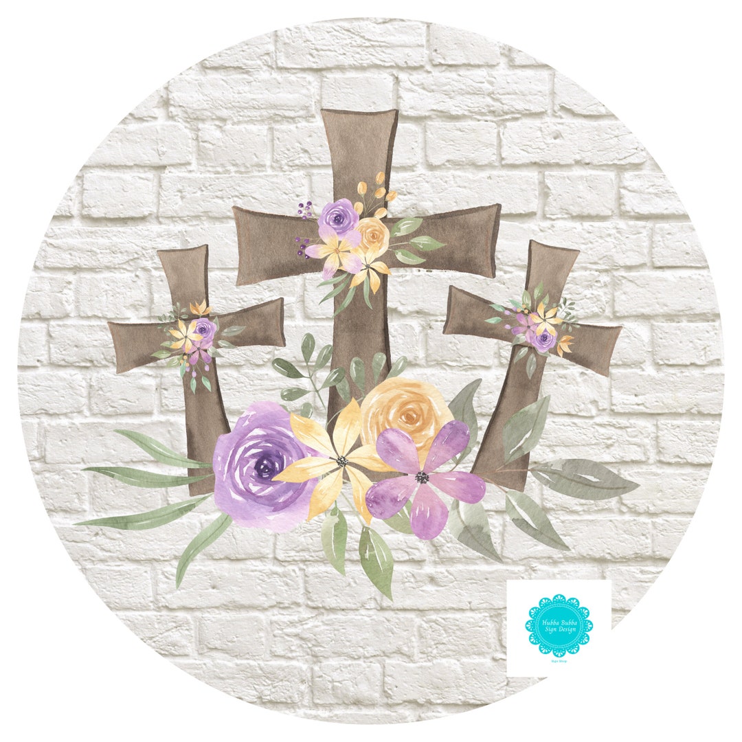 Three Cross Sign, Easter Lillies Sign, Religous Cross Sign, Easter Sign ...