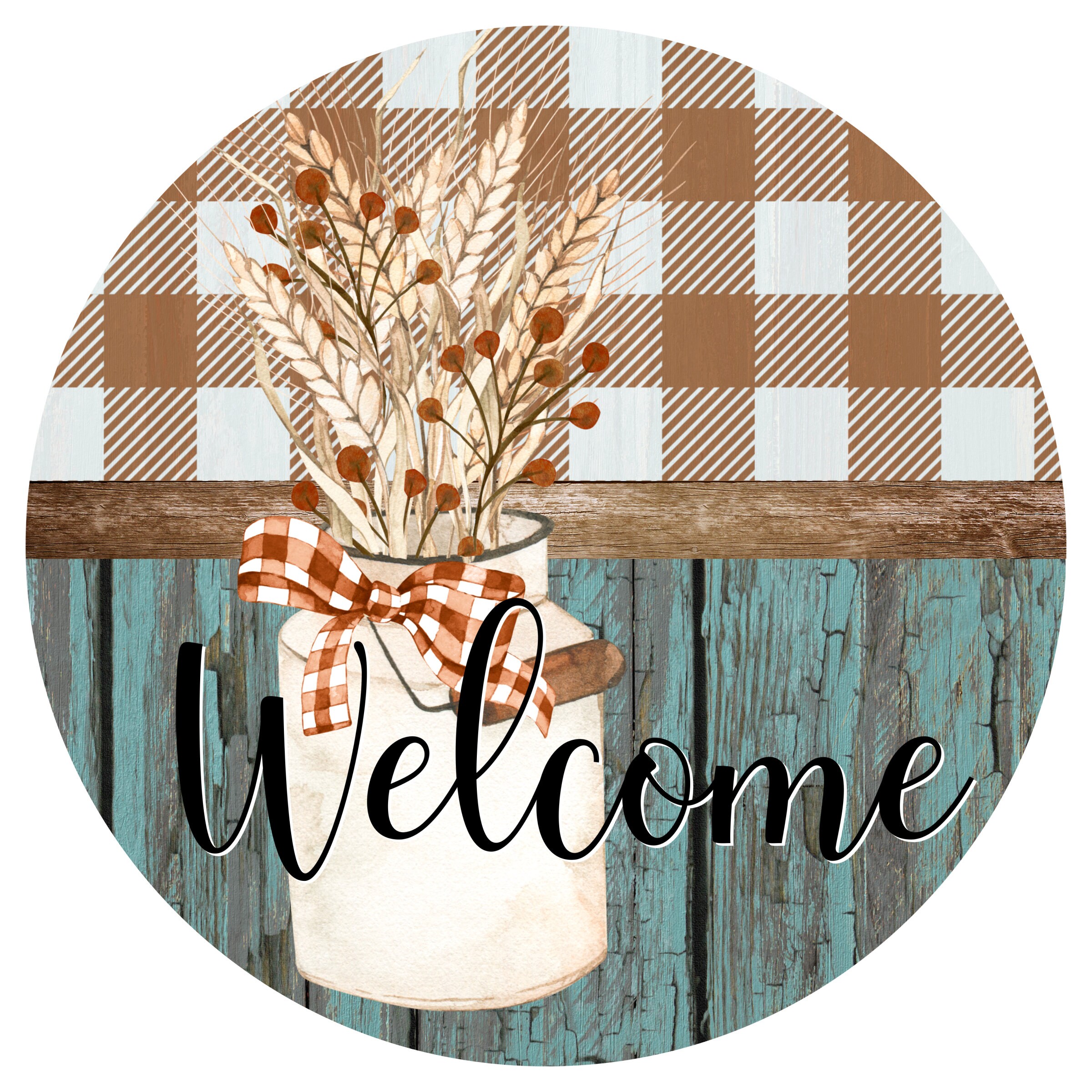 Welcome Sign Tan Buffalo Check Sign Wheat Sign Everyday - Etsy