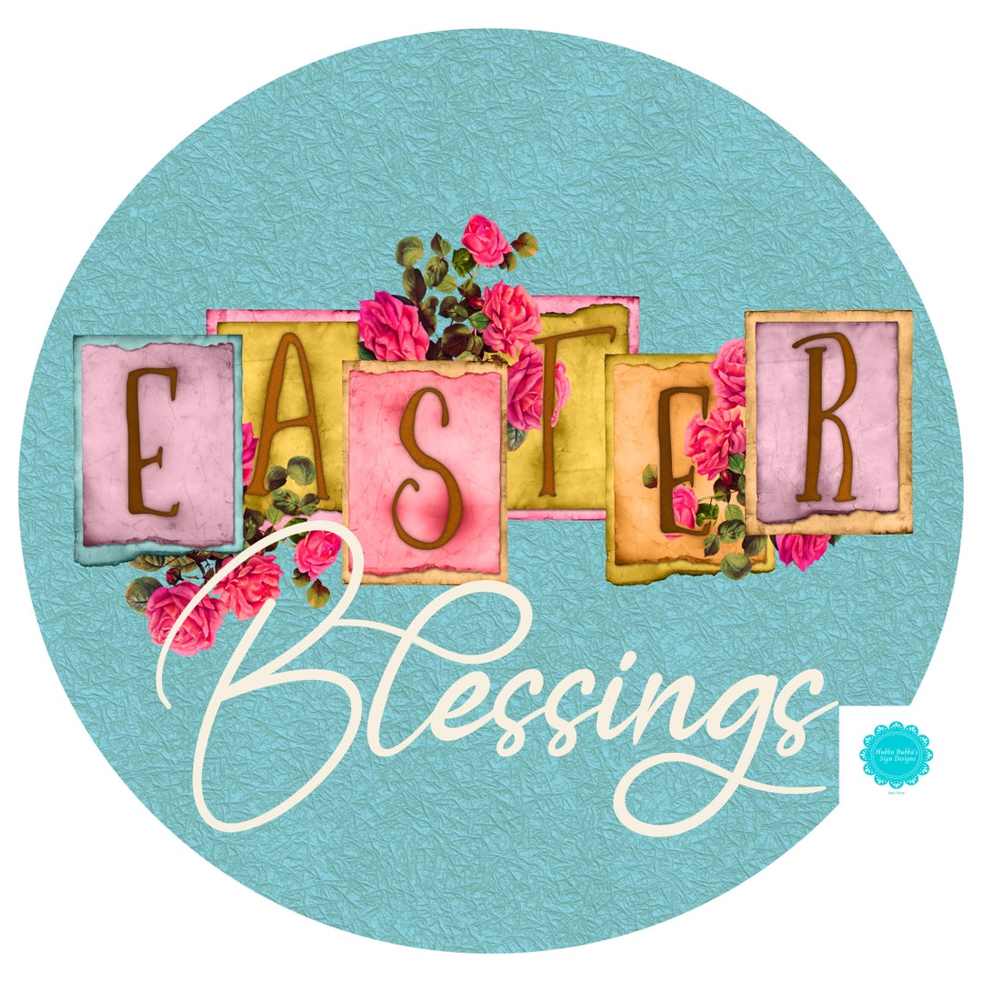 Easter Blessings Sign, Easter Wreath Sign, Easter Decorations, Easter ...