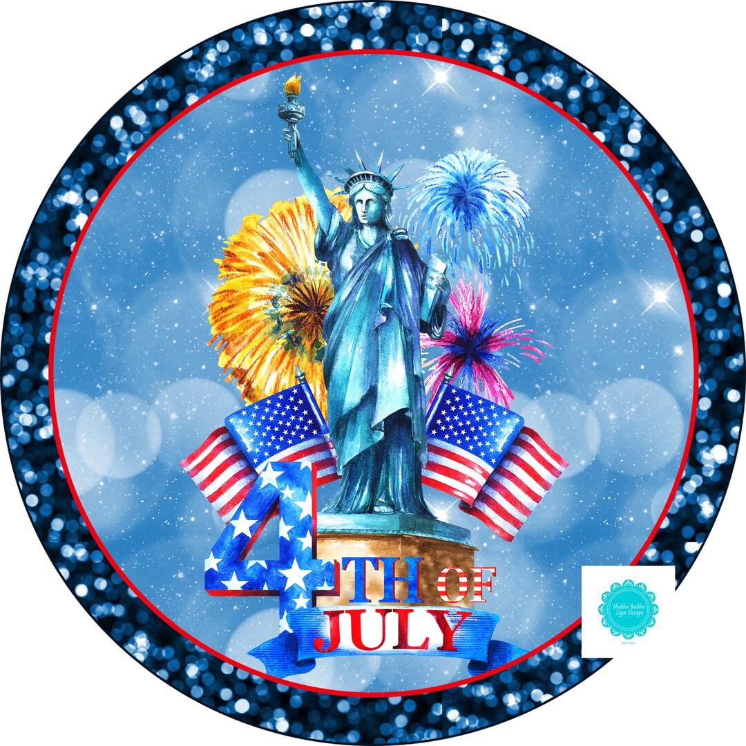 July 4th Sign, Patriotic Sign, Statue of Liberty Sign, Wreath Sign ...