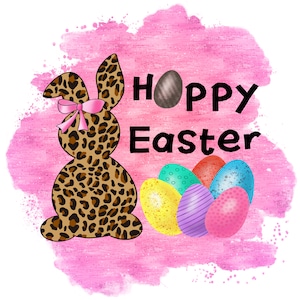 Hoppy Easter Sign, Easter Bunny Sign, Leopard Bunny Sign, Spring/summer ...