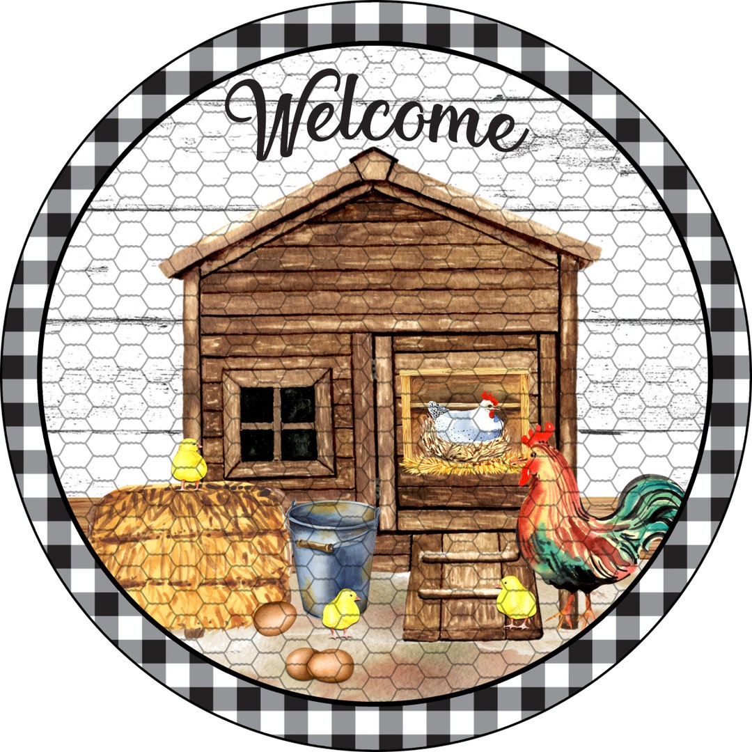 Welcome Sign, Everyday Sign, Hen and Rooster Sign, Spring/summer Wreath ...