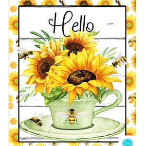 Hello Sign, Sunflower Sign, Bee Sign, Everyday Sign, Wreath Center ...