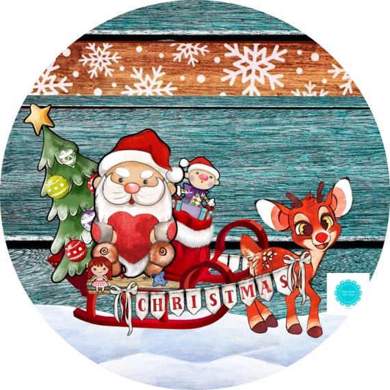 Reindeer Christmas Sign Santa and Santa Sled Sign Farmhouse - Etsy