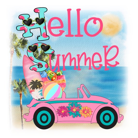 Hello Summer Sign Beach Sign Summer Sign Bug Car Wreath | Etsy