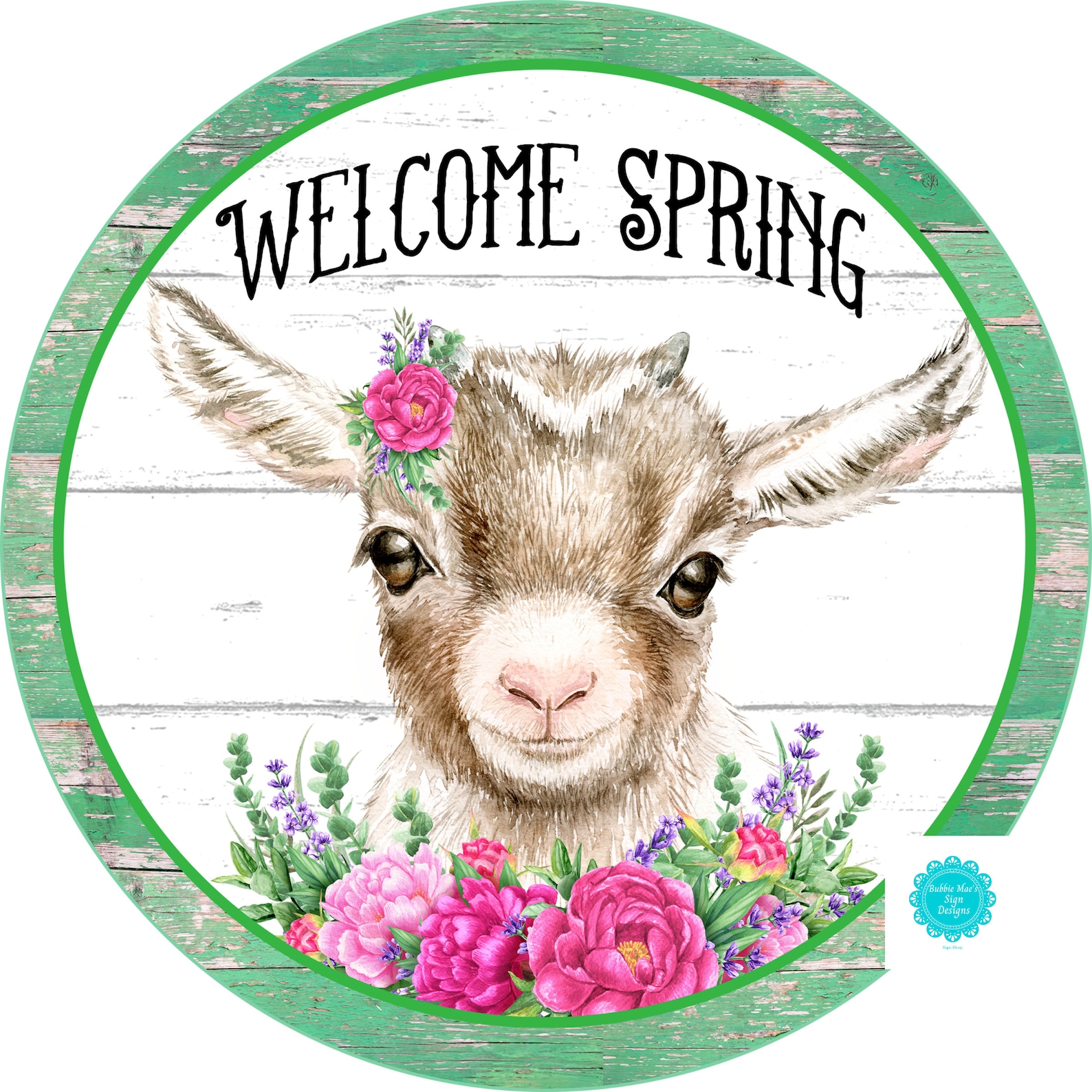 Welcome Spring Sign Goat Sign Farmhouse Decor Sign | Etsy