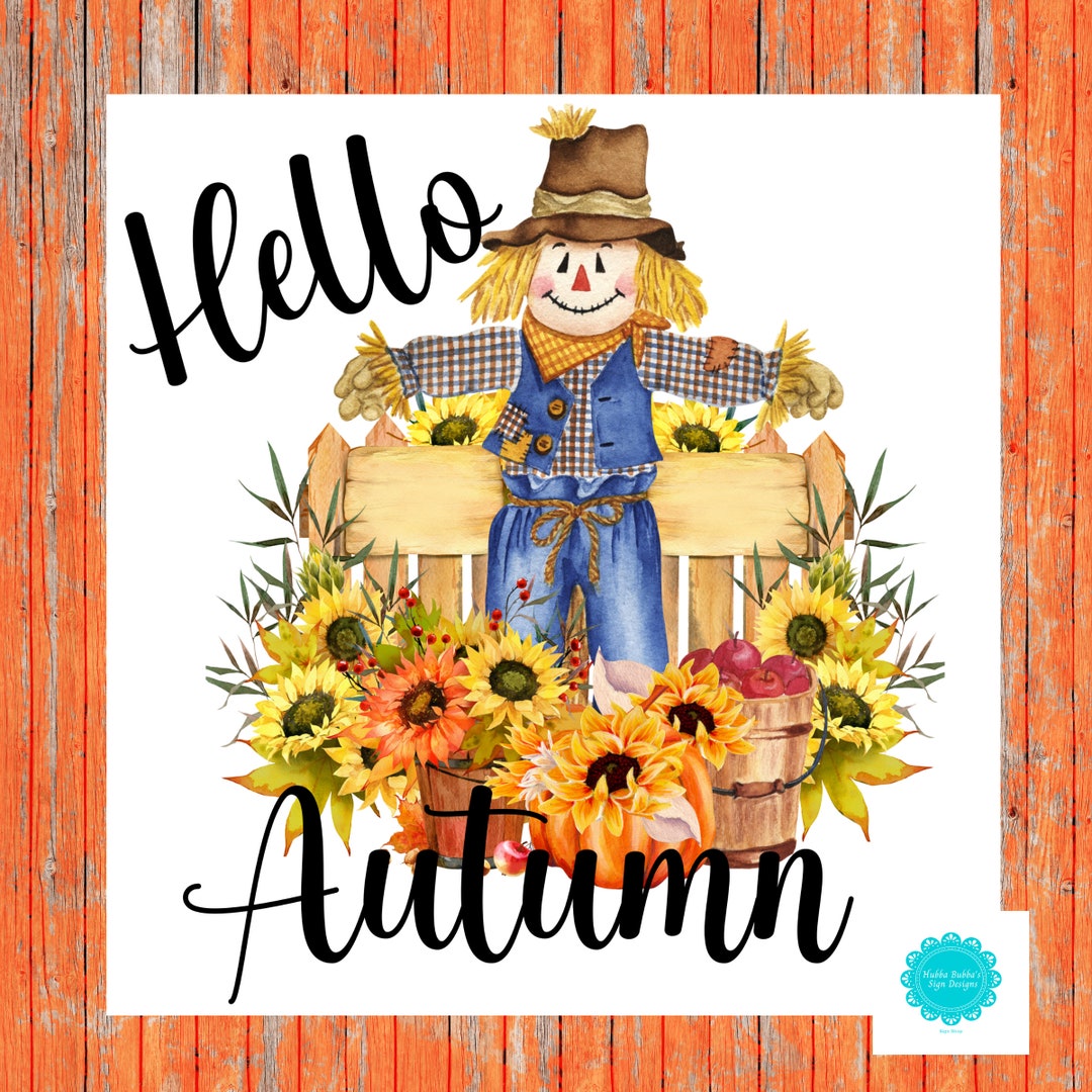 Hello Autumn Sign Fall Sign Scarecrow Sign Farmhouse Wreath - Etsy