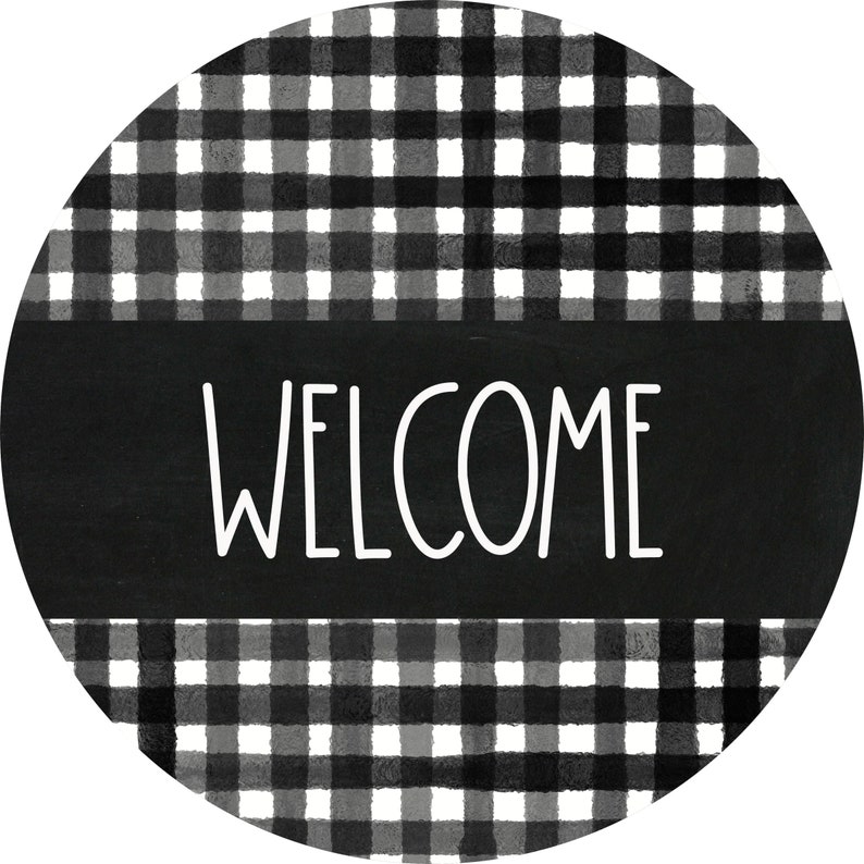 Welcome Sign Black White Buffalo Check Sign Everyday Sign - Etsy