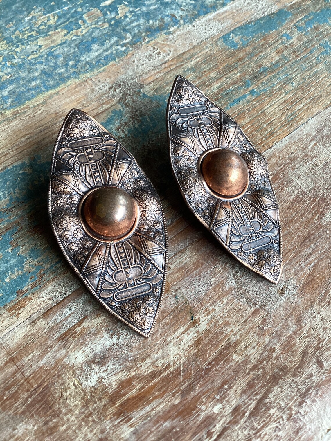2.75” Large Avant Garde Inticate Flower Earrings Bohemian Egyptian ...