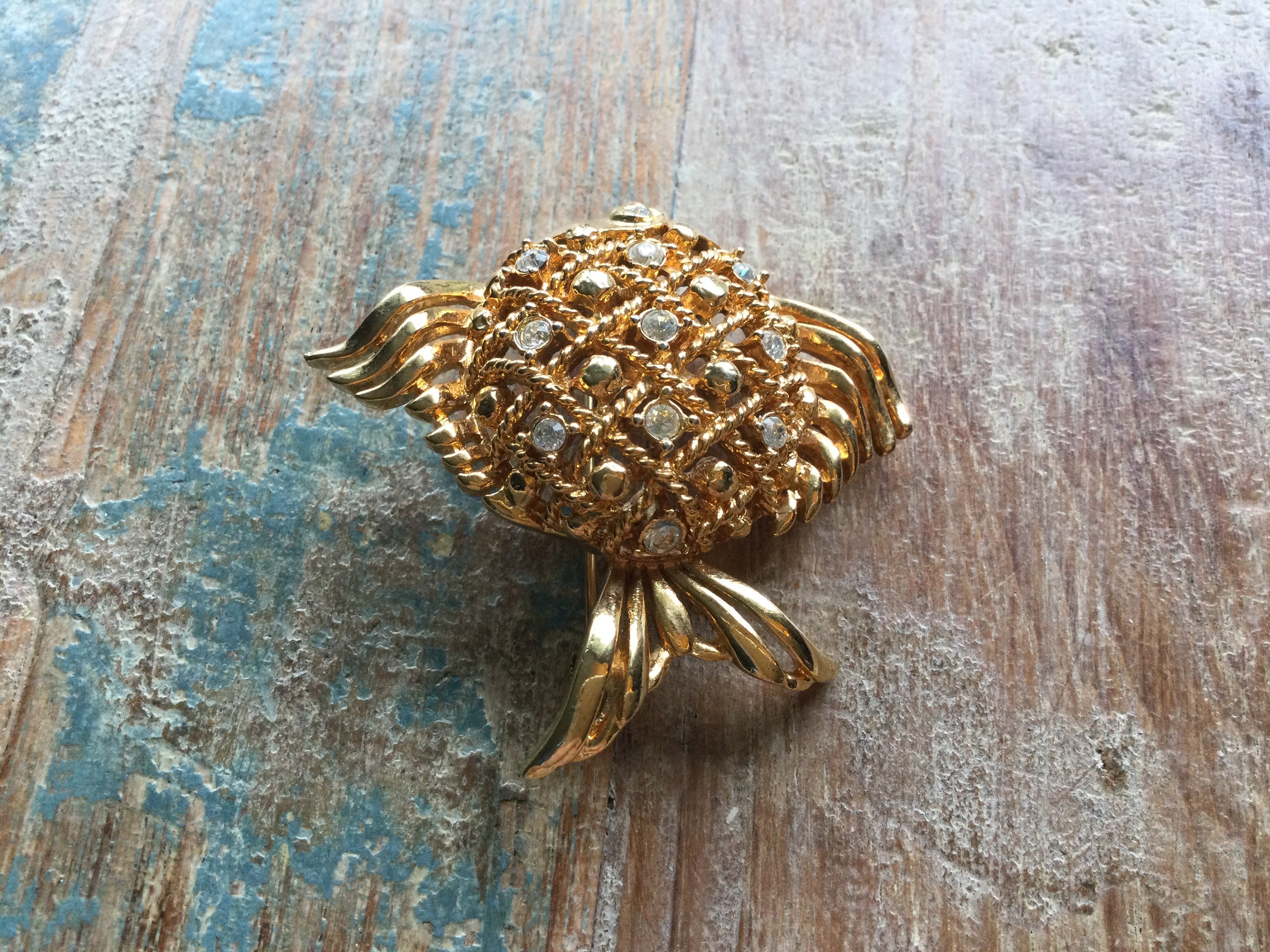 Allison Reed Fish Rhinestone Pin Modern Jewelry Designer - Etsy