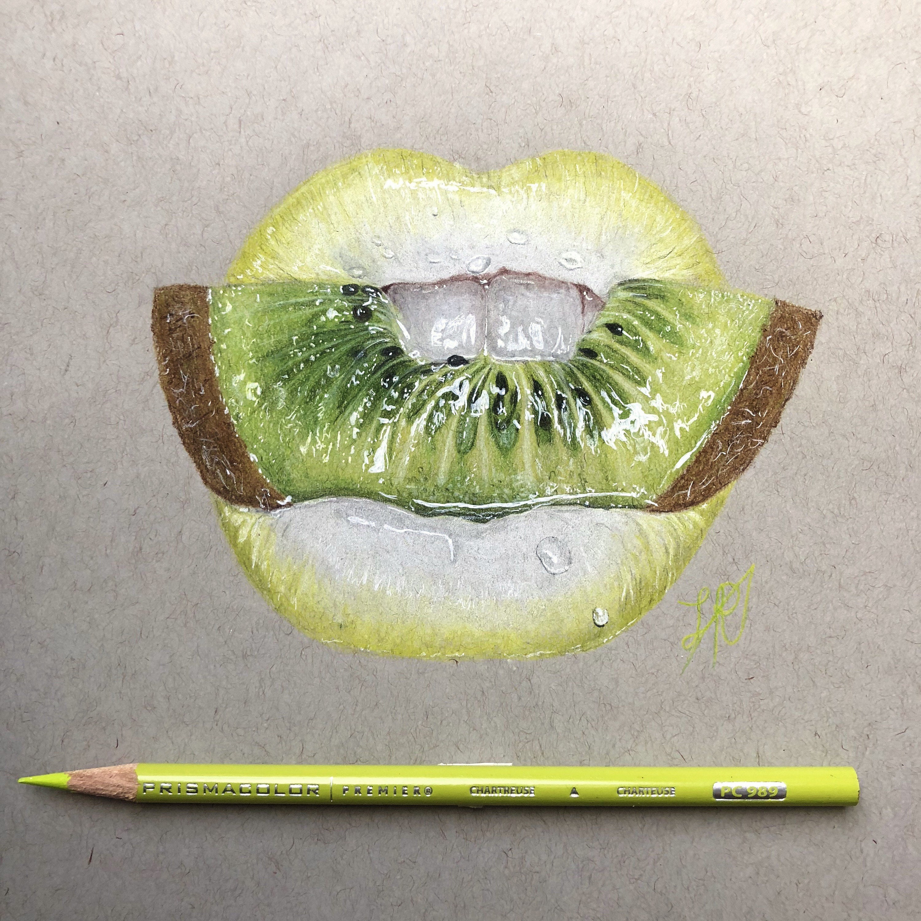 Lips Drawing Kiwi Design original - Etsy
