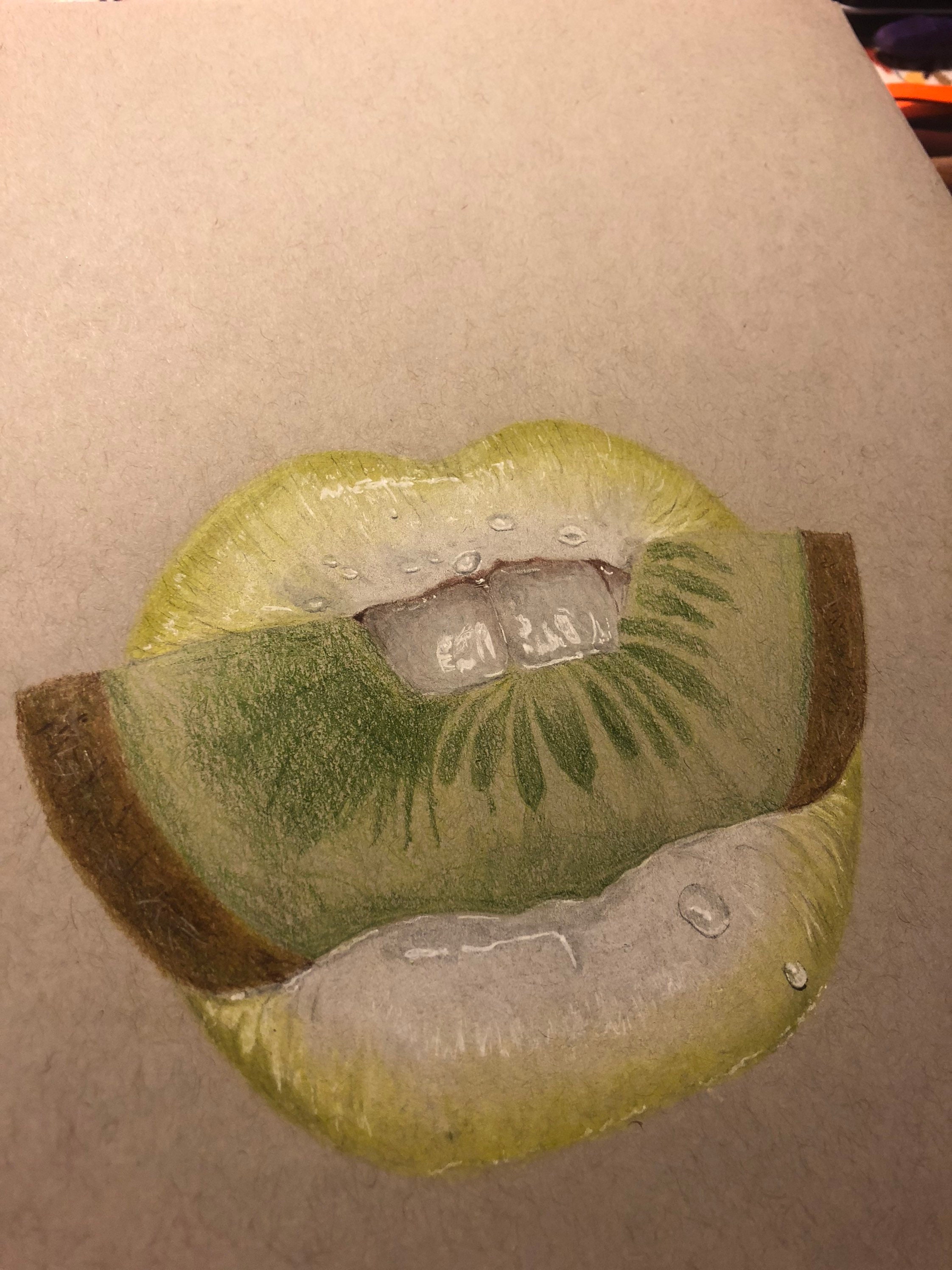 Lips Drawing Kiwi Design original - Etsy