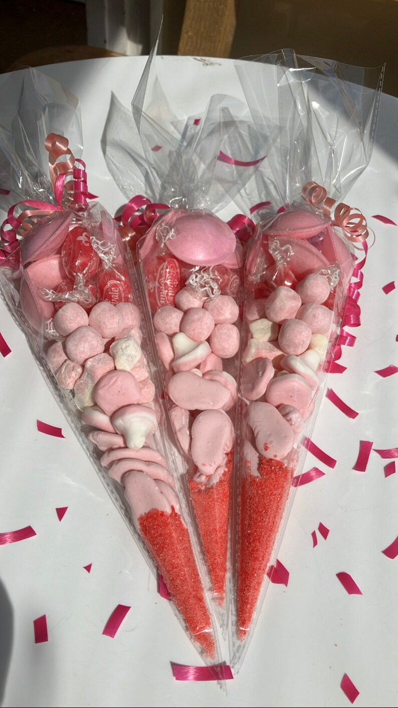 Pink Sweet Cones, Sweet Cones, Party Favours, Pink Sweets, Sweets, Pick ...