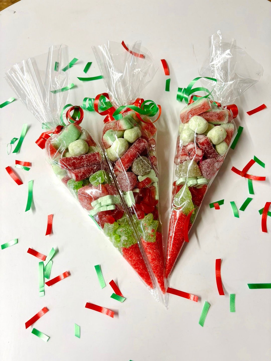 Christmas Sweet Cones, Red and Green Sweet Cones, Red and Green Sweets ...