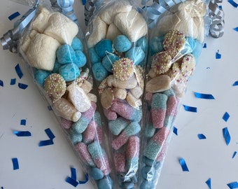 Personalised Pre Filled Halal Blue Sweet Cones Bridal Shower Birthday ...