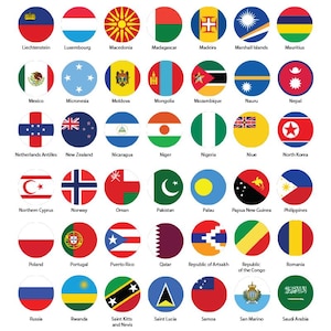 Handmade 1.2” Round Country Flag Magnet – Customizable World Flags ...