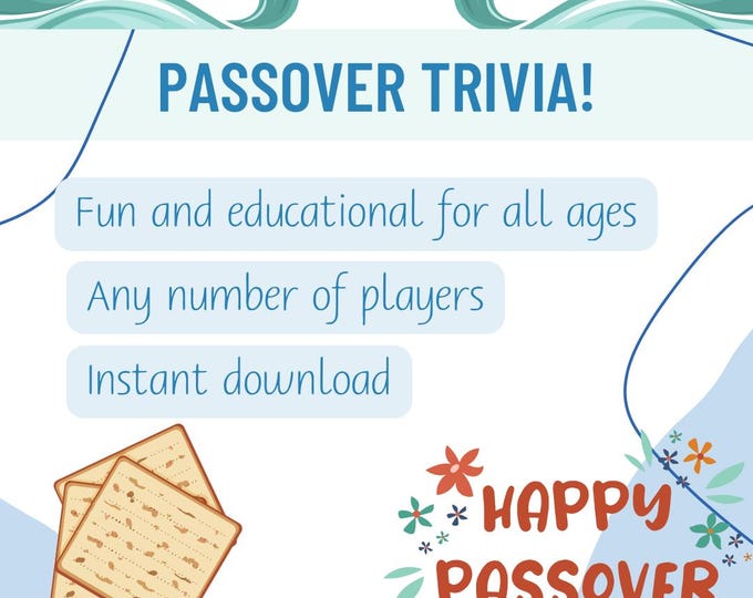 Trivia for Passover / Family Game Night/digital Fun & Educational ...