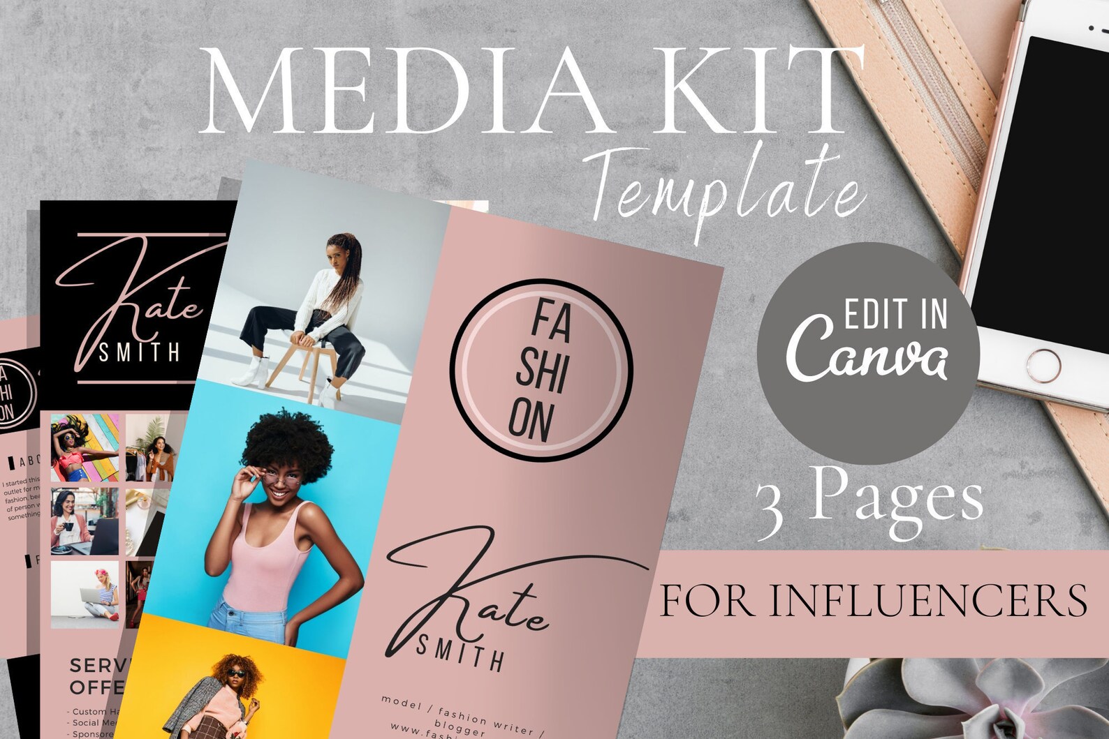 KATE - Media Kit Canva Template, Influencer Media Kit, Press Kit, Pitch ...
