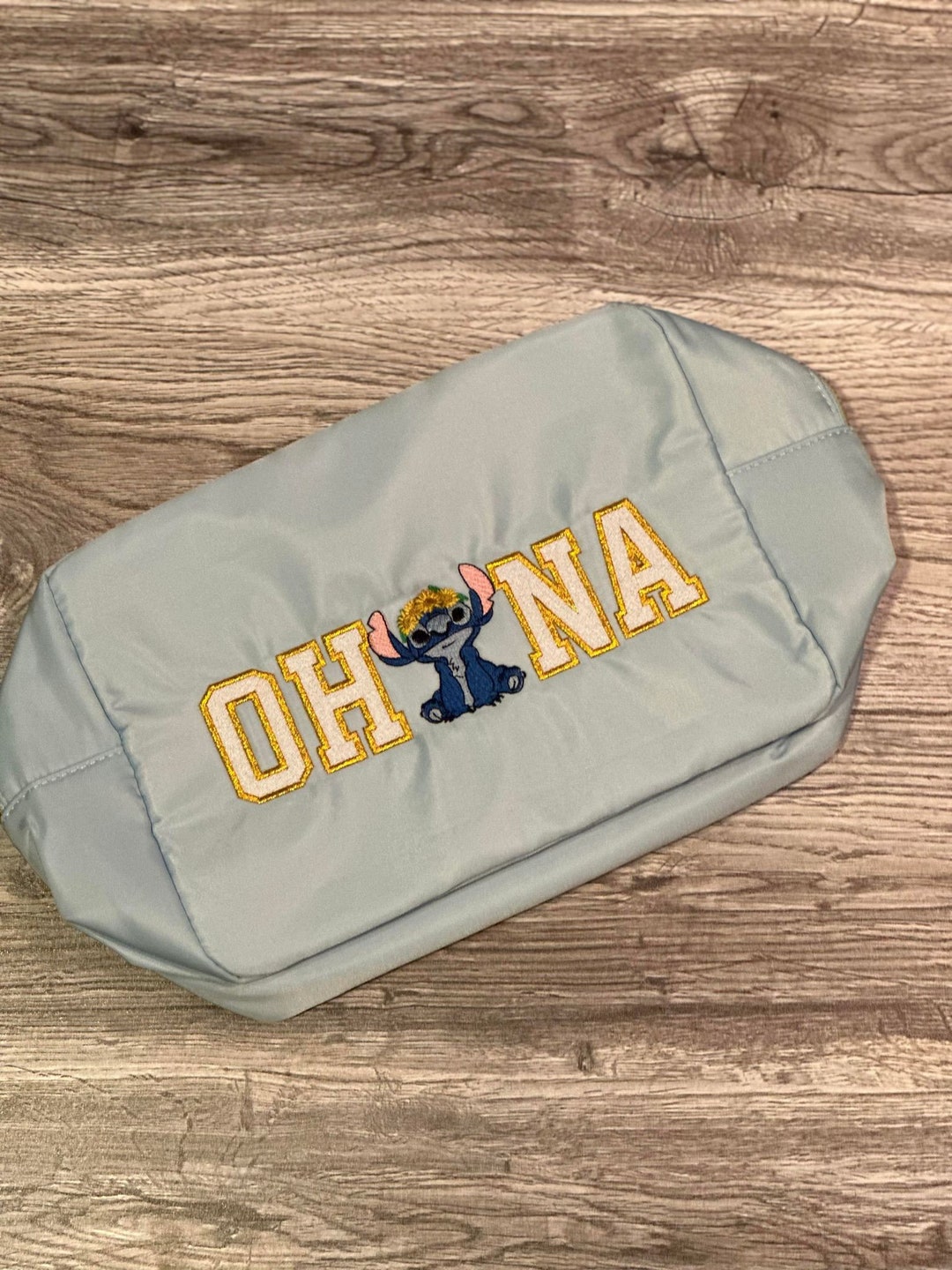 Disney Inspired XL Light Blue Stitch Ohana Embroidered Ear Bag - Etsy