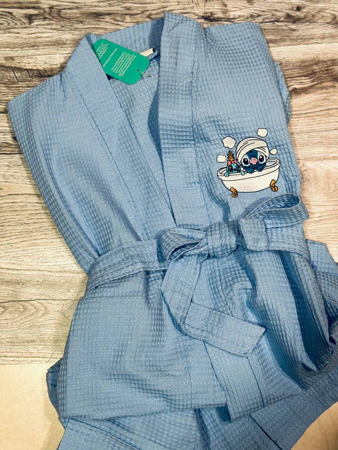 Disney Inspired Embroided Stitch Light Blue Waffle Robe - Etsy