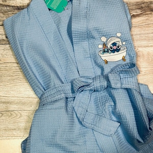 Disney Inspired Embroided Stitch Light Blue Waffle Robe - Etsy