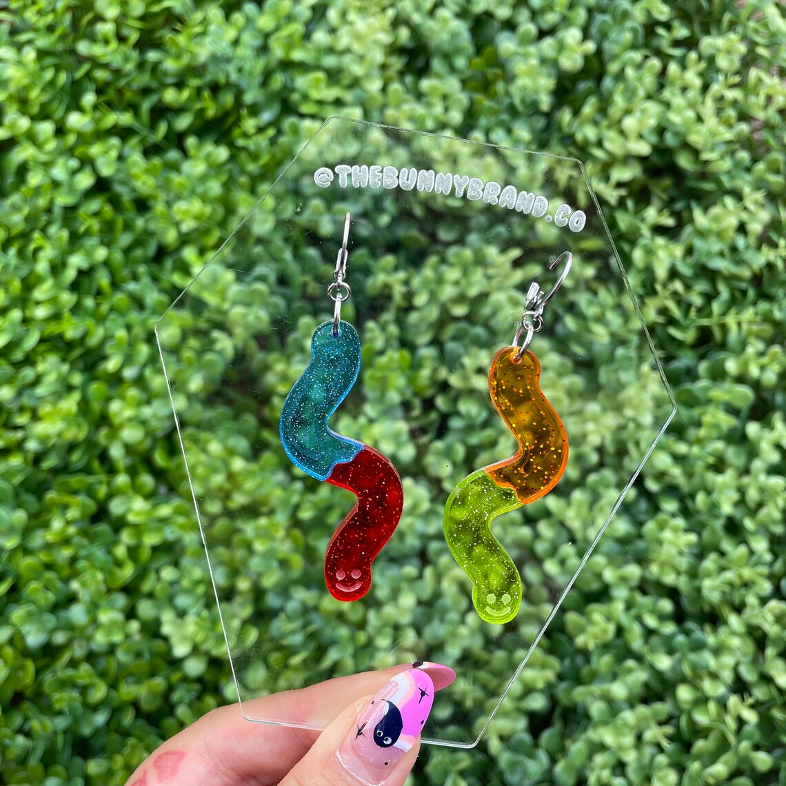 Glitter Gummy Worms Earrings Acrylic Earrings Candy - Etsy