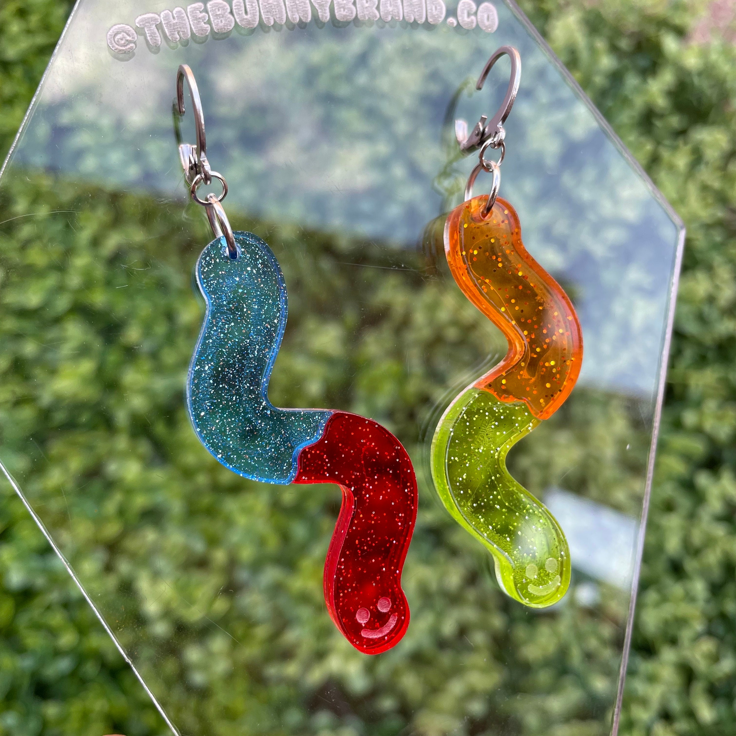 Glitter Gummy Worms Earrings Acrylic Earrings Candy - Etsy