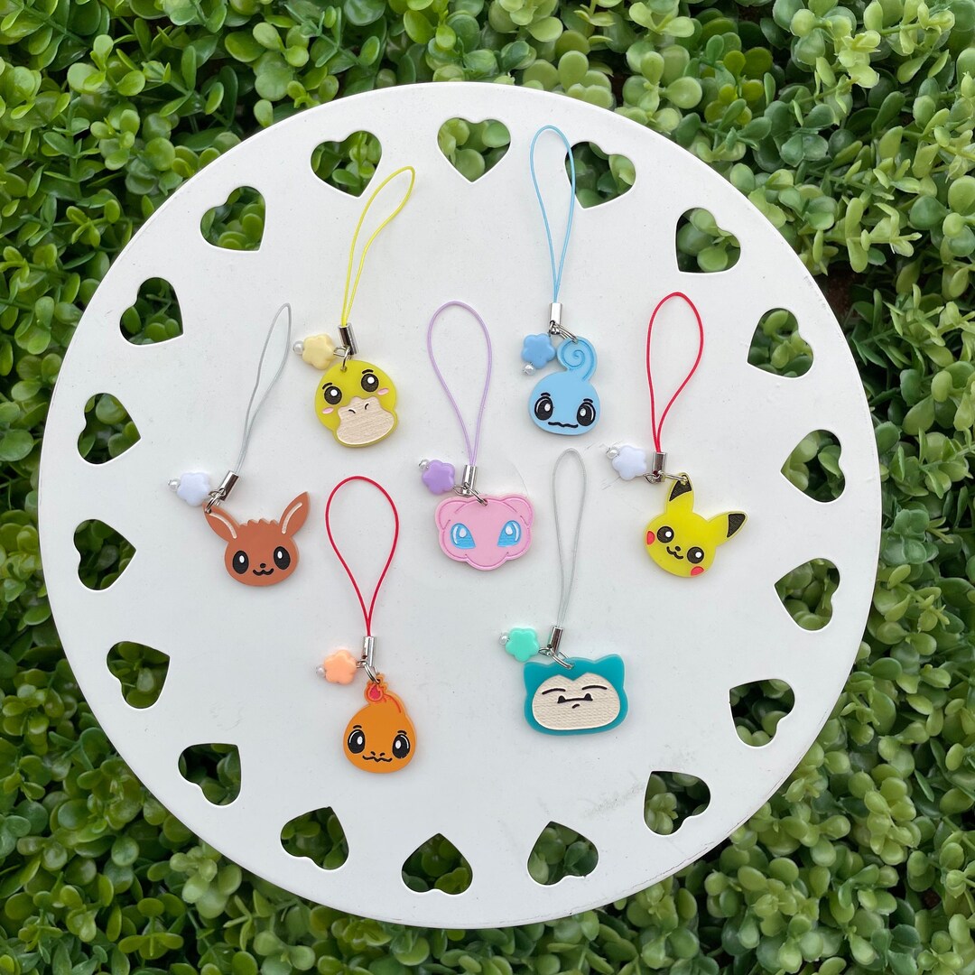 Cute Pokemon Phone Charm Strap Y2K Kawaii Colors, Video Game Pikachu ...