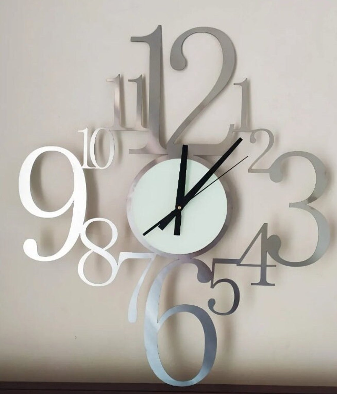 Metal Wall Clock With Numbers Large Wall Clock Metal Wall | Etsy