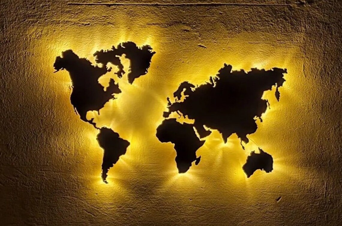 Wood World Map Led at Phyllis Mosier blog
