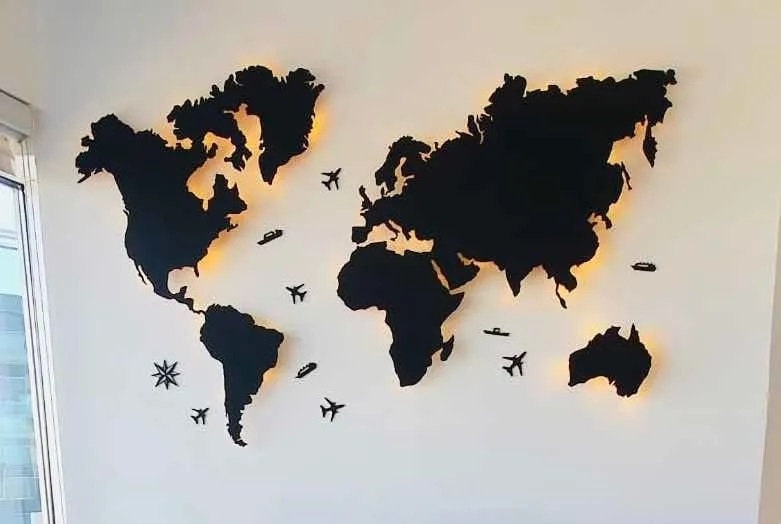 LED WORLD MAP / Wood World Map / Modern Home Decor / Led Wall | Etsy UK