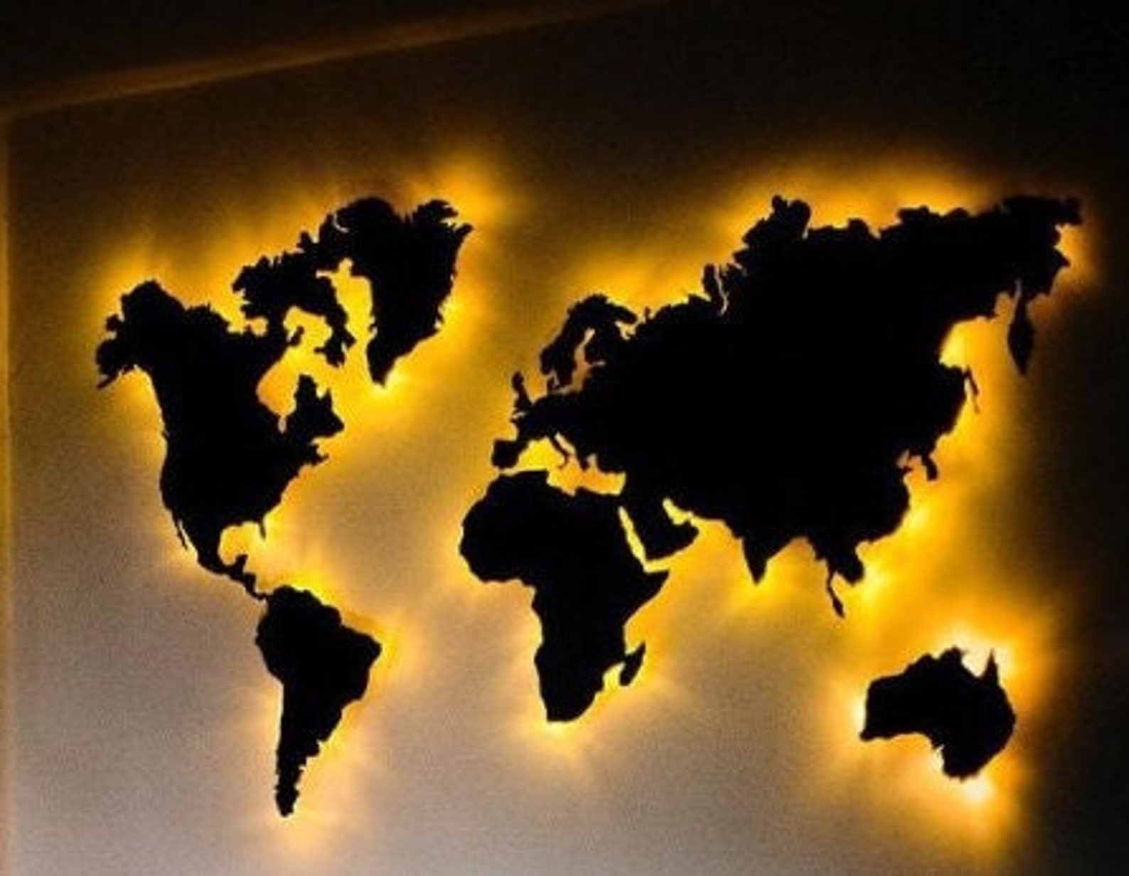 LED WORLD MAP / Wood World Map / Modern Home Decor / Led Wall - Etsy ...