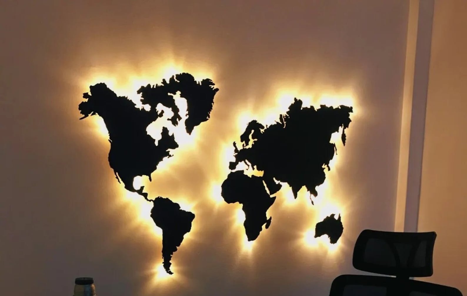 LED WORLD MAP / Wood World Map / Modern Home Decor / Led Wall - Etsy