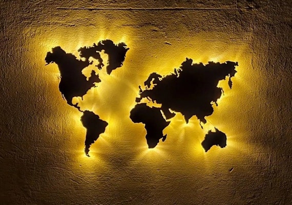 LED WORLD MAP / Wood World Map / Modern Home Decor / Led Wall - Etsy India