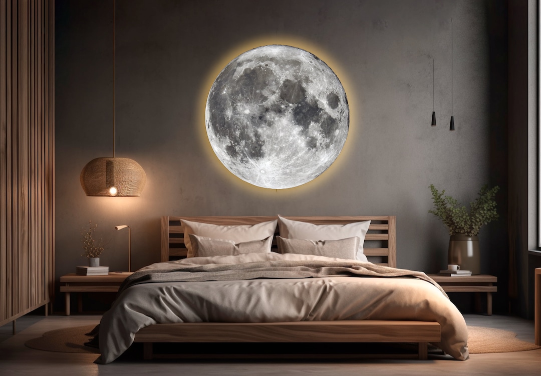 Moon Led Sign Wall Art Deco Moon Led Wall Decor Moon Light Moon Led ...