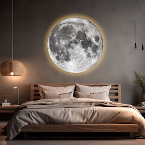 Moon Led Sign Wall Art Deco Moon Led Wall Decor Moon Light Moon Led ...