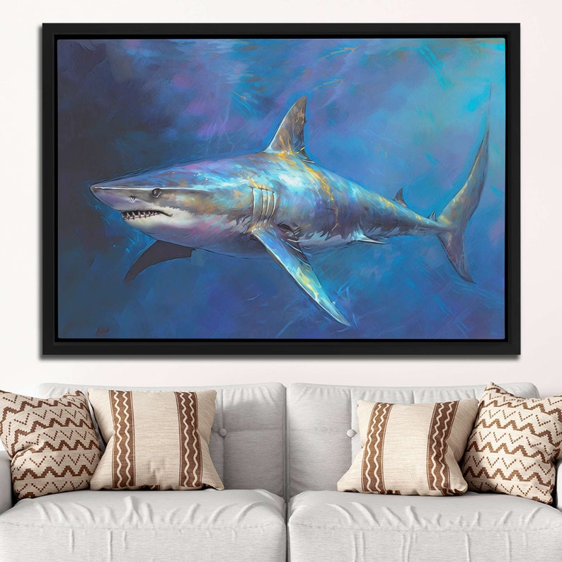 Great White Shark Art Ocean Wall Decor Kitchen Wall Art - Etsy