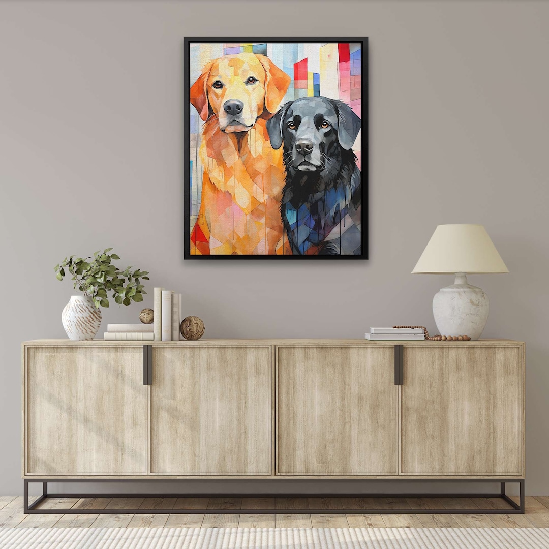 Golden Retriever & Black Lab Painting Wall Art Bedroom Art - Etsy