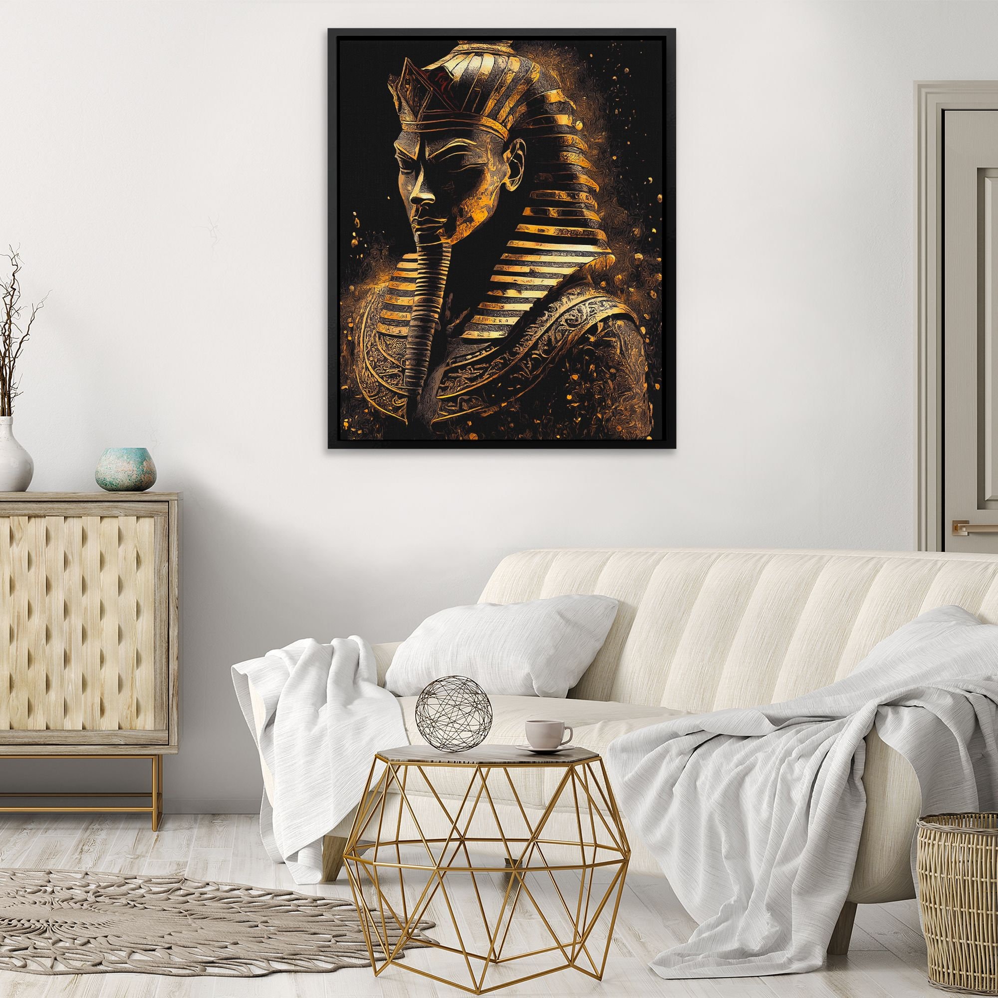 Mighty Pharaoh Black and Gold Egyptian Wall Art Print on Canvas - Etsy