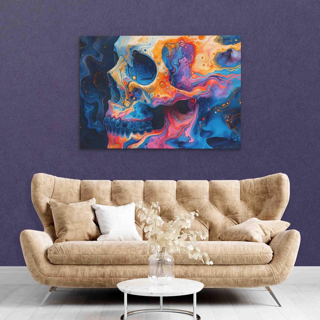 Plasma Skull Art Print Abstract Skull Painting Modern Decor - Etsy